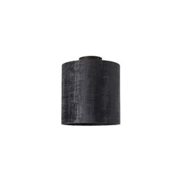 Qazqa - Deckenleuchte mattschwarz Samtschirm schwarz 25 cm - Kombi - Schwarz