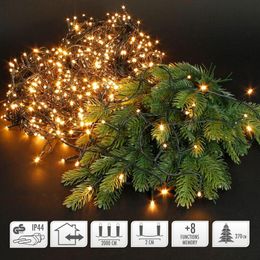 ECD Germany Led Cluster Lichterkette 20m mit 1000 LEDs Warmweiß, 3m Stromkabel, IP44, Clusterlichterkette Büschellichterkette für Weihnachten Weihnachtsbaum