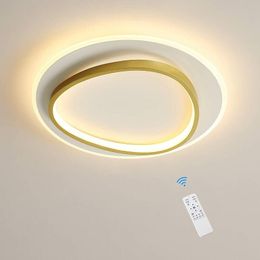 Moderne Dimmbar LED Deckenleuchte, 2700-6500K Dimmbare Deckenlampe mit Fernbedienung, 40CM Runde Halbeinbau Deckenbeleuchtung für Schlafzimmer,
