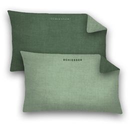 Feinbiber Kissenhüllen, 2er Pack Doubleface Hellgrün-Grün, 100% Baumwolle - Schiesser