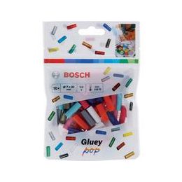 Bosch Gluey-Klebesticks, POP-Farb-Mix, Ø 7mm x 20mm, Kleber mehrfarbig, 70 Stück, für Gluey Pen Anzahl: 70 Stück Länge: 20 mm Durchmesser: 7 mm Materialeignung: Holz, Stein, Papier, Pappe, Kunststoff