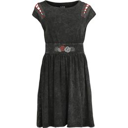 Black Premium by EMP Cut Out Dress with Roses Mittellanges Kleid schwarz in L
