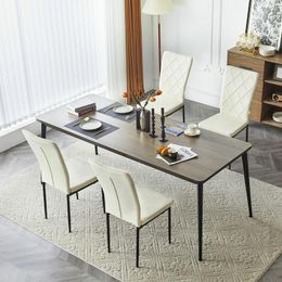 WOLTU 4er Esszimmerstühle mit hoher Rückenlehne Küchenstuhl Polsterstuhl mit Metallbeinen Sitzfläche aus Samt für Esszimmer Küche Wohnzimmer Creme - Creme