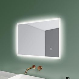 Sonni - Badspiegel led Beleuchtung Badezimmerspiegel Wandspiegel 50x70cm Touch-Schalter Beschlagfrei Kaltweiß Licht Vertikal und Horizontal möglich