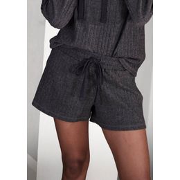 Lascana Shorts -Loungeshorts meliert in weicher Ripp-Qualität mit Bindeband, grau