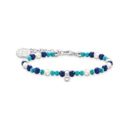 Thomas Sabo Member Charm-Armband mit weißen Perlen und blauen Beads Silber