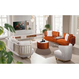 JVmoebel Wohnzimmer-Set Wohnzimmer Set Sofa 3+3 mit Tisch Sessel und Couchtisch 4tlg
