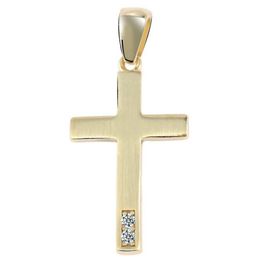 Akzent Kettenanhänger Jewel Echt Gold Kettenanhänger aus Gelbgold Kreuz mit Zirkonia