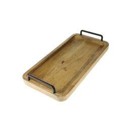 Macosa Home Dekotablett Tablett Mangoholz rechteckig 50 cm Holz Deko-Tablett Tisch-Dekoration (Serviertablett Mangoholz mit Griffen)
