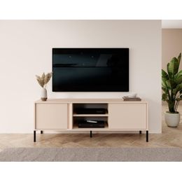 Furnix TV-Schrank DASTI 153 Fernsehschrank mit Türen und Metallfüßen Beige B153