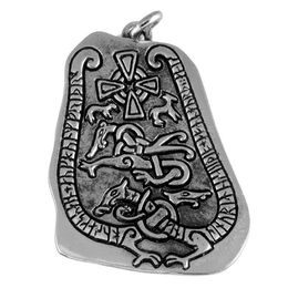 HOPLO Kettenanhänger Runenstein-Amulett gross Schmuck Anhänger Silber Runen Wikinger 35x48m