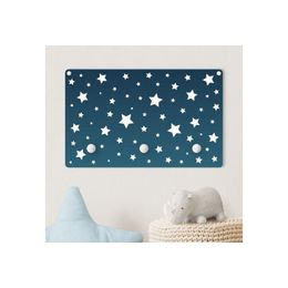 Bilderdepot24 Garderobenpaneel blau Illustration Weltall Himmel Sterne Sterne im Nachthimmel (Kindergarderobe Holz Kleiderhaken für die Wand inkl. Montagematerial)