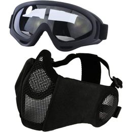 UE Stock Sportbrille Airsoft Mesh Maske mit Brille Faltbar für Paintball Schießen Cosplay
