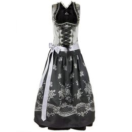 Almbock Dirndl Midi Dirndl Augustine (3-tlg) grau-schwarz inkl. 2 Schürzen