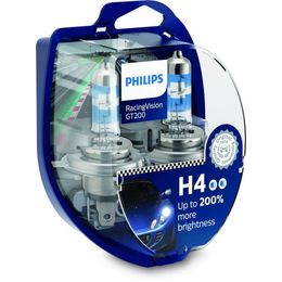 Philips Halogenlampe Philips RacingVision GT200 H4 12V 60/55W P43t-38 (2er Box)