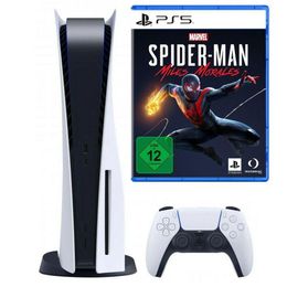 Playstation Playstation Sony PS5 Konsole Disk Laufwerk + Spider-Man: Miles Morales