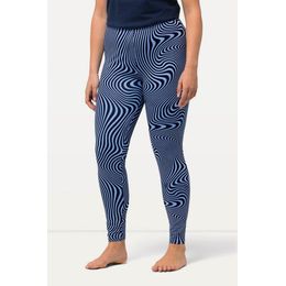 Ulla Popken Lederimitathose Jersey-Leggings bedruckt Stretchjersey Elastikbund