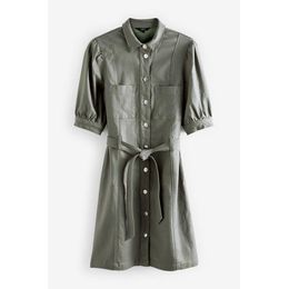 next Blusenkleid Beschichtetes Denim-Hemdkleid (1-tlg)