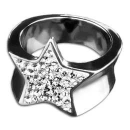 viva-adorno Fingerring Edelstahl Ring Damenring Multi Kristall Zirkonia Stern