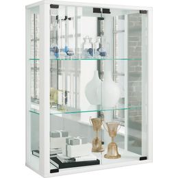 Vcm Wandvitrine Hängevitrine Glasvitrine Wand Schaukasten Vitrine Glas Udina Spiegel (Farbe: Weiß)