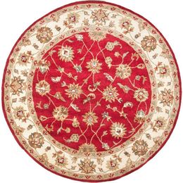 Wollteppich Royal Ziegler 503, Theko, rund, Höhe: 14 mm, reine Wolle, handgetuftet, Orient-Optik, rot