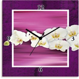 Artland Wanduhr Orchideen - violett (wahlweise mit Quarz- oder Funkuhrwerk, lautlos ohne Tickgeräusche), lila