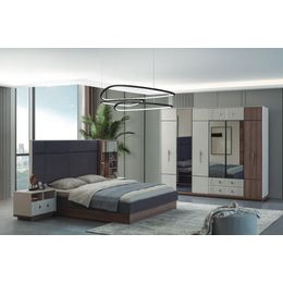 JVmoebel Schlafzimmer-Set Moderne Schlafzimmer Möbel Doppelbett 2x Nachttische Kleiderschrank