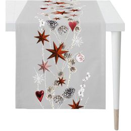 Apelt Tischläufer 6204 WINTERWELT, Weihnachtsdeko, Weihnachten (1-tlg), Digitaldruck, grau|rot|silberfarben
