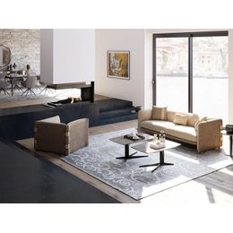 JVmoebel Wohnzimmer-Set Luxus Wohnzimmer Set 6tlg 2x Couchtisch Beige Sofa Beistelltisch Neu