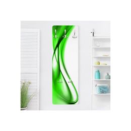 Bilderdepot24 Garderobenpaneel Design Abstrakt Green Touch (ausgefallenes Flur Wandpaneel mit Garderobenhaken Kleiderhaken hängend)