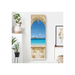 Bilderdepot24 Garderobenpaneel Design 3D-Optik Natur Strand Meer No.241 Ocean View (ausgefallenes Flur Wandpaneel mit Garderobenhaken Kleiderhaken hängend)