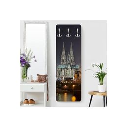 Bilderdepot24 Garderobenpaneel Design Städte Skyline Kölner Dom (ausgefallenes Flur Wandpaneel mit Garderobenhaken Kleiderhaken hängend)