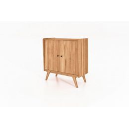 Natur24 Highboard Kommode Jetro Kernbuche massiv 100x105x50cm mit 2 Türen und Holzbeinen