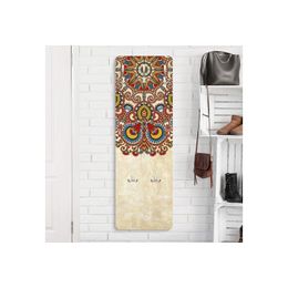 Bilderdepot24 Garderobenpaneel Design Illustration Orientalisch Spirituell Farbiges Mandala (ausgefallenes Flur Wandpaneel mit Garderobenhaken Kleiderhaken hängend)