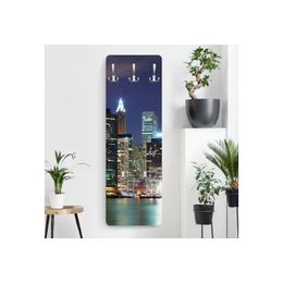 Bilderdepot24 Garderobenpaneel Design Städte Skyline Manhattan in New York City (ausgefallenes Flur Wandpaneel mit Garderobenhaken Kleiderhaken hängend)