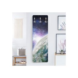 Bilderdepot24 Garderobenpaneel blau Kinder Weltall Himmel Sterne Galaxy Light Design (ausgefallenes Flur Wandpaneel mit Garderobenhaken Kleiderhaken hängend)