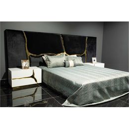 JVmoebel Schlafzimmer-Set Schlafzimmer Garnitur Doppelbett Luxus Bett Nachttische Modern Schwarz