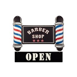 Moritz Metallschild Barber Shop Open Rot Blau Weiß Säule Geöffnet Frisuer Schild