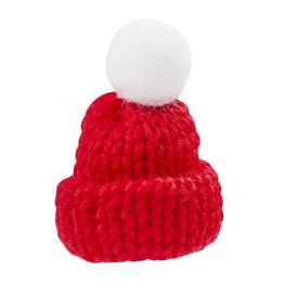 Hobbyfun Bastelperlen Miniatur Wichteltür Strickmütze rot mit weißer Bom