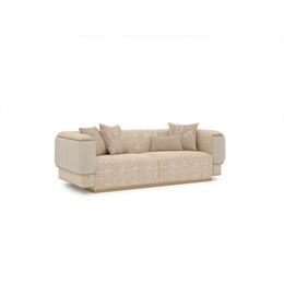 JVmoebel 3-Sitzer Dreisitzer Sofa Textil Wohnzimmer Beige Polstermöbel Luxus