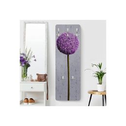Bilderdepot24 Garderobenpaneel Design Blumen Floral Allium Kugel-Blüten (ausgefallenes Flur Wandpaneel mit Garderobenhaken Kleiderhaken hängend)