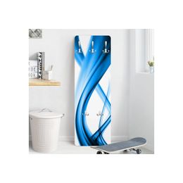 Bilderdepot24 Garderobenpaneel Design Abstrakt Kunst Muster Blue Element (ausgefallenes Flur Wandpaneel mit Garderobenhaken Kleiderhaken hängend)