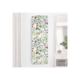 Bilderdepot24 Garderobenpaneel bunt Kunst Wildblumen auf Weiß Design (ausgefallenes Flur Wandpaneel mit Garderobenhaken Kleiderhaken hängend)