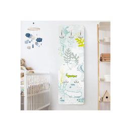 Bilderdepot24 Garderobenpaneel Design Kinder Tiere Blue Sea (ausgefallenes Flur Wandpaneel mit Garderobenhaken Kleiderhaken hängend)