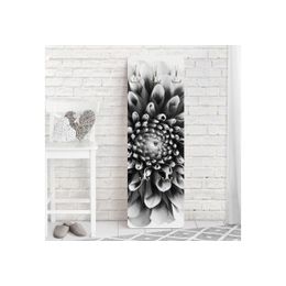 Bilderdepot24 Garderobenpaneel Design Blumen Floral Schwarz Weiß Aster II (ausgefallenes Flur Wandpaneel mit Garderobenhaken Kleiderhaken hängend)