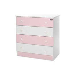 Lorelli Kommode Dresser 81 x 50 x 86 cm, 4 gro&szlig;e Schubladen, schnelle Montage pink