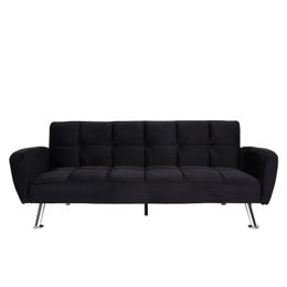 Sofa MCW-K19, Couch Schlafsofa G&auml;stebett Bettsofa Klappsofa, Nosagfederung Schlaffunktion 203cm ~ Samt schwarz