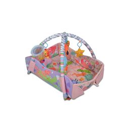 Moni Spielcenter 2 in 1 Oase Krabbeldecke Kissen Spielbogen Spielzeuge B&auml;llebad pink