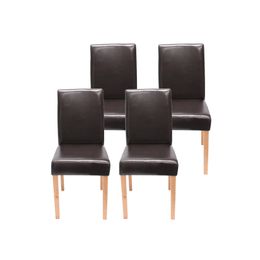 MCW 4er-Set Esszimmerstuhl Stuhl K&uuml;chenstuhl Littau MVG-zertifiziert ~ Kunstleder, braun helle Beine