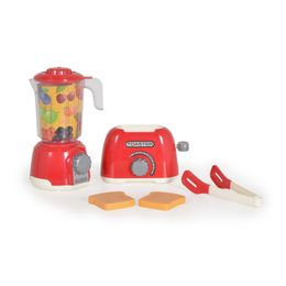 Moni Spielzeug Frühstücksset Toaster, Entsafter, zwei Toastscheiben, eine Zange rot